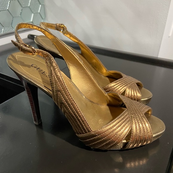 Guess | Shoes | Gold Metallic Guess High Heels With Platform | Poshmark